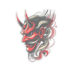 Oni Mask Kiss-cut Sticker, Japanese Demon Art Decal - Etsy