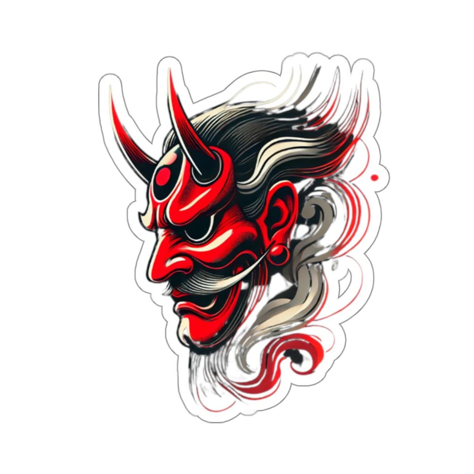 Oni Mask Kiss-cut Stickers, Japanese Demon Art, Laptop Decor, Phone ...