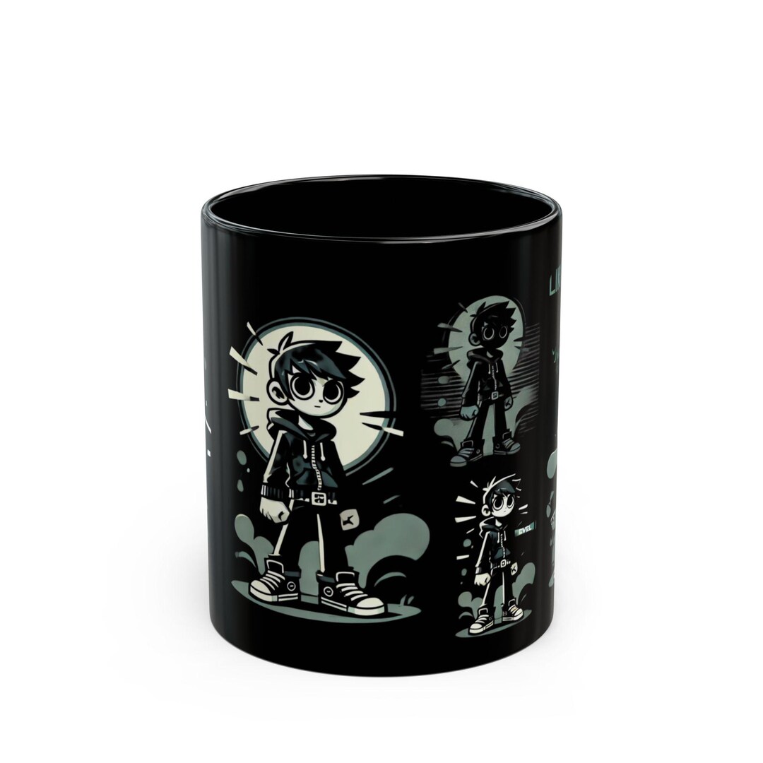Mug, Animated Emo Kid Coffee Cup, Alternative Goth Punk Rocker Tea Mug ...