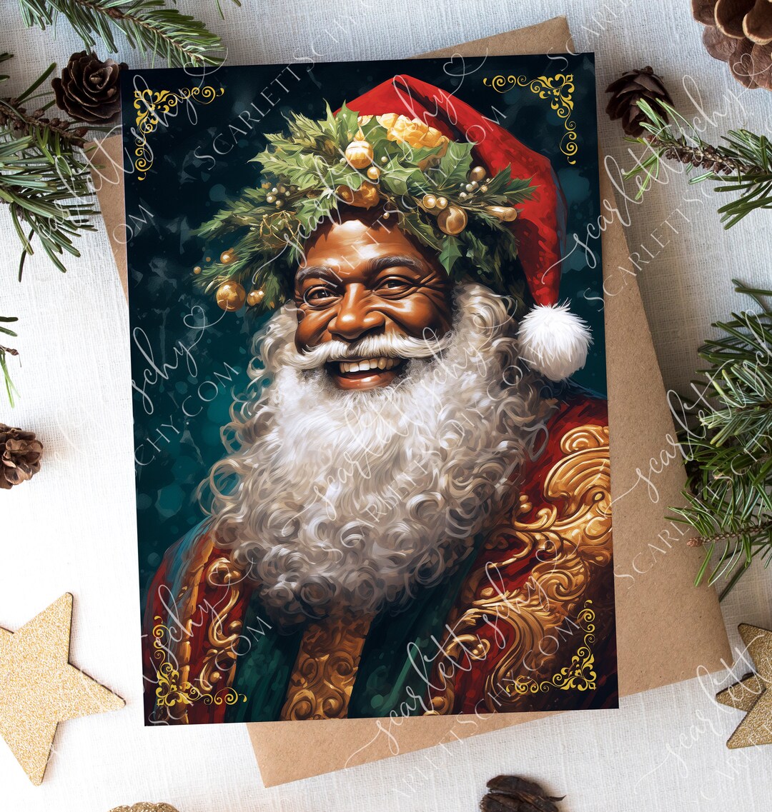 Black Santa/ Melanated Christmas Cards/ African American Christmas ...