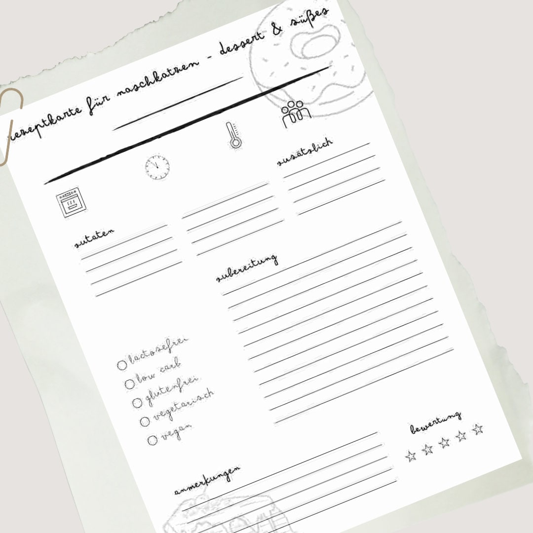 Recipe Template A4 to Print Out Printable Recipe Template to - Etsy