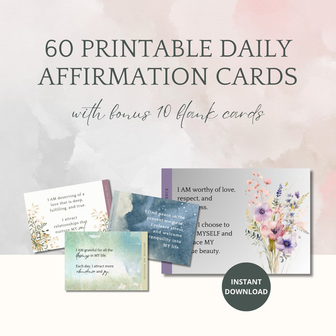 Printable Daily Affirmation Cards - Positive Affirmation Cards Deck for ...