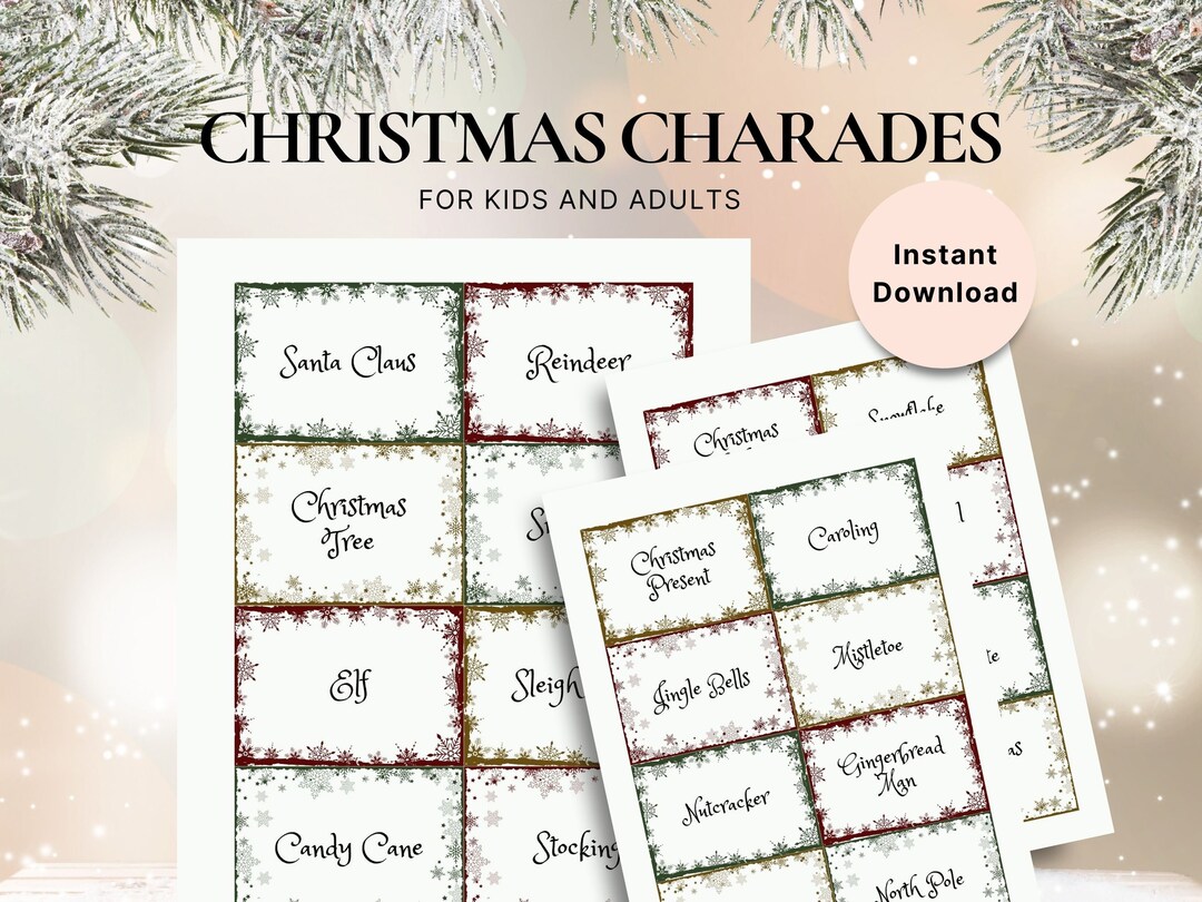 Printable Christmas Charades Cards - Downloadable Christmas Games ...