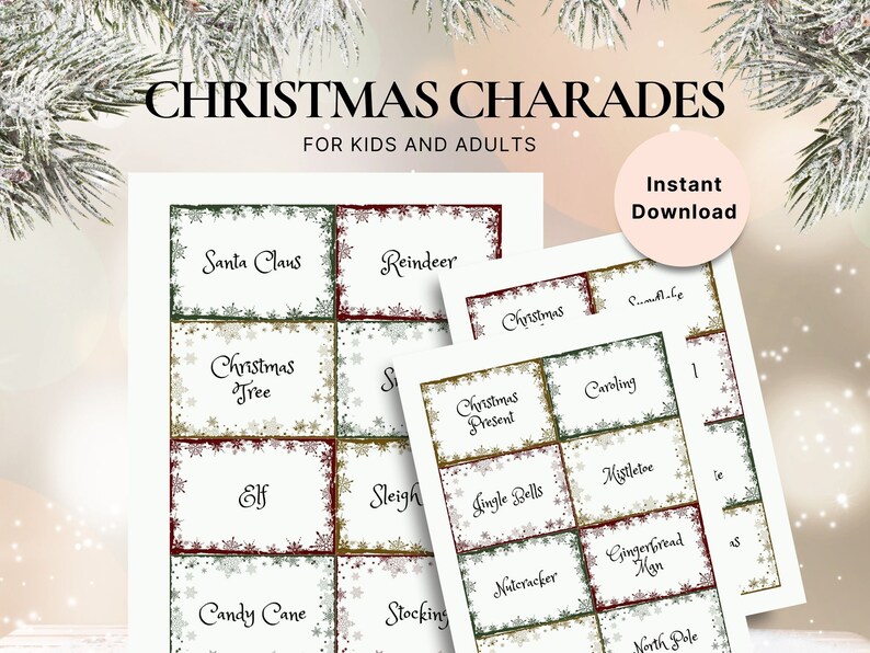 Printable Christmas Charades Cards - Downloadable Christmas Games ...