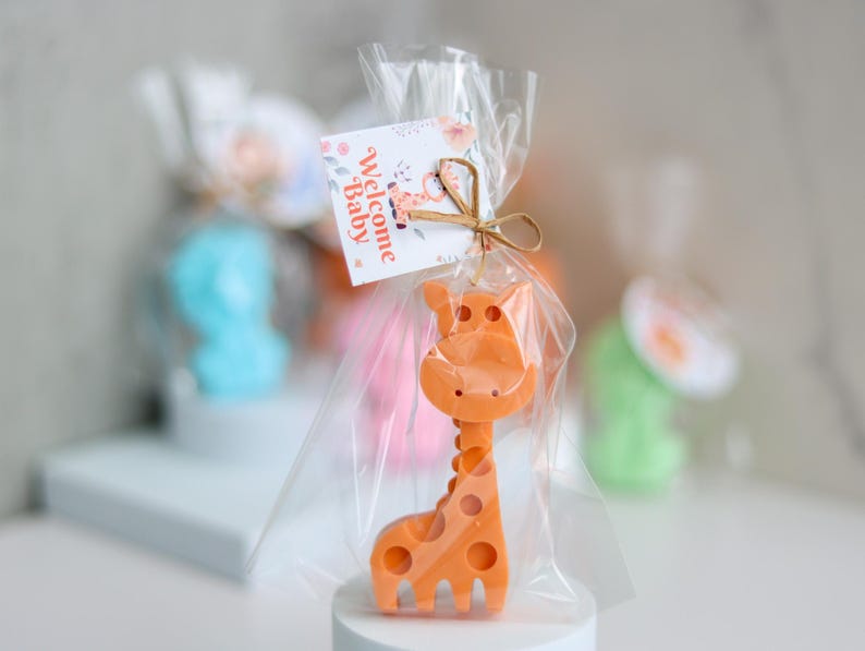 Personalized Giraffe Soap Favors - Baby Shower Decorations, Custom Tag ...
