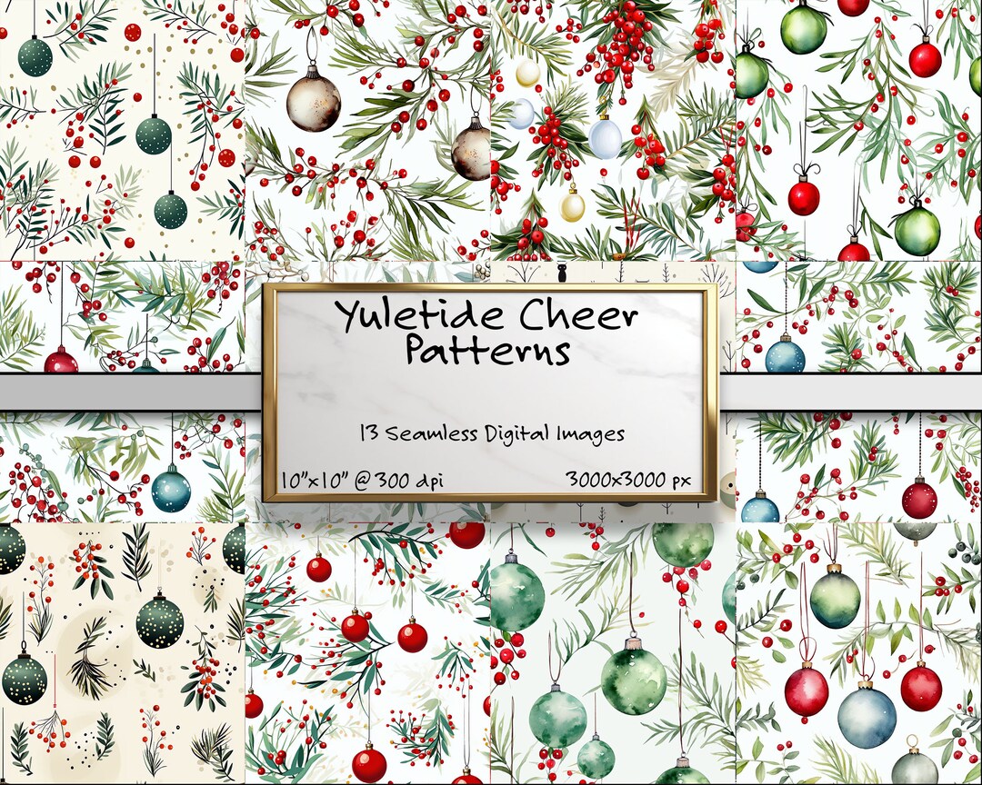 Yuletide Cheer Patterns: Christmas Ornaments and Mistletoe - Etsy