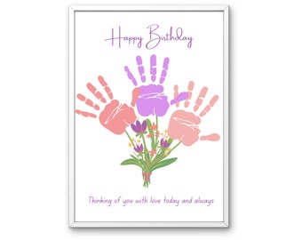 Happy Birthday Handprint Art, Custom Birthday Gift, Handprint Keepsake ...