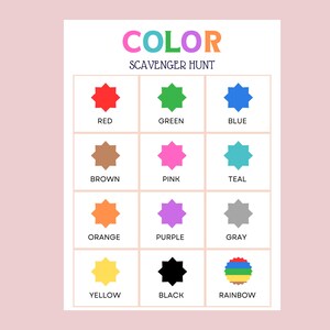 Color Scavenger Hunt, Outdoor Scavenger Hunt for Kids Toddlers ...