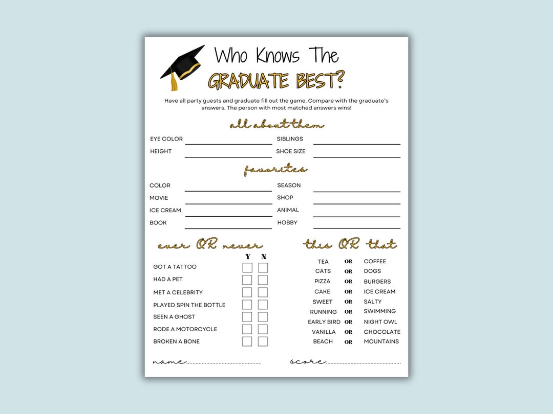 How Well Do You Know the Graduate, Who Knows the Graduate Best, Who ...