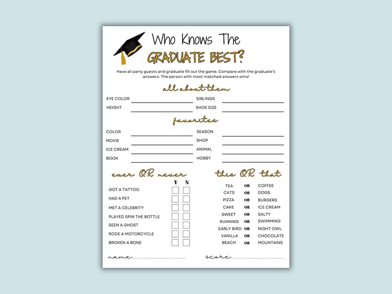 How Well Do You Know the Graduate, Who Knows the Graduate Best, Who ...