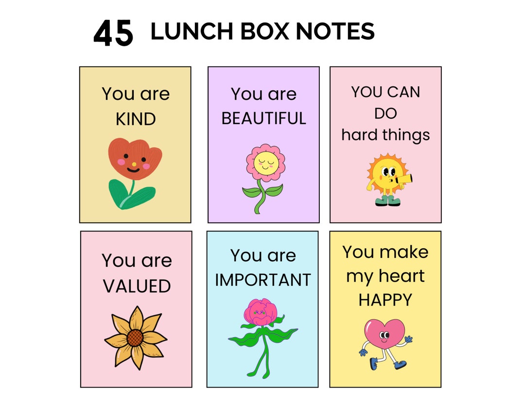 Lunchbox Notes Printable Motivational Notes for Teens Positive ...