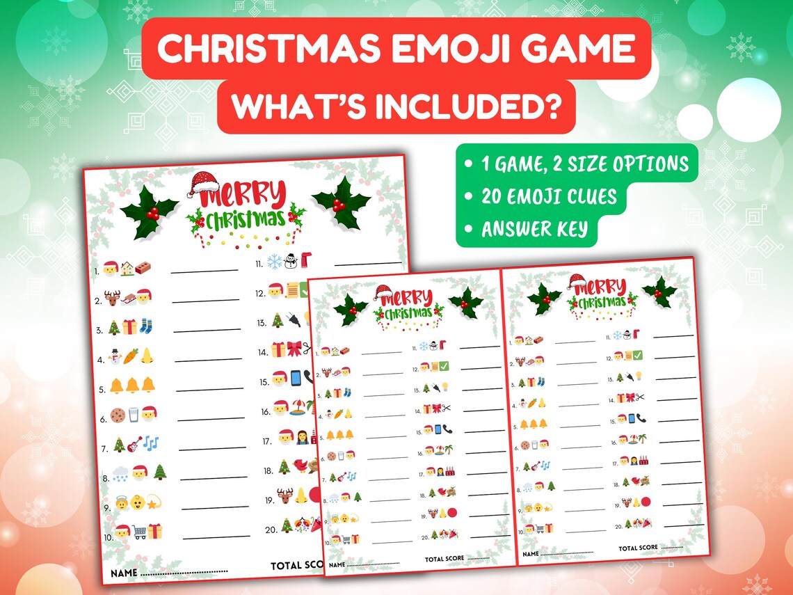 Christmas Emoji Pictionary Game Printable, Kids Teens Emoji Pictionary ...
