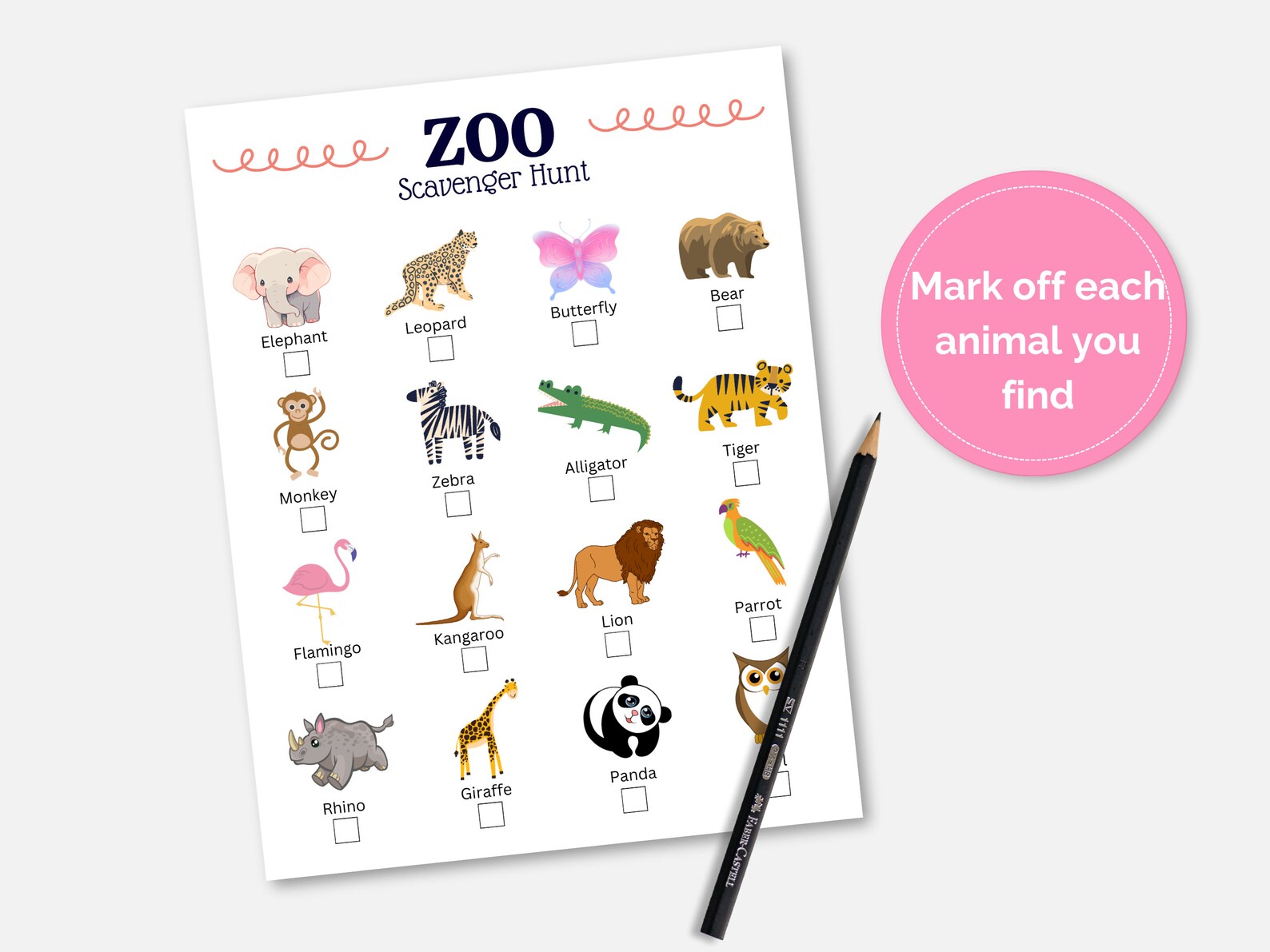 Zoo Scavenger Hunt, Zoo Animals Scavenger Hunt, Indoor Scavenger Hunt ...