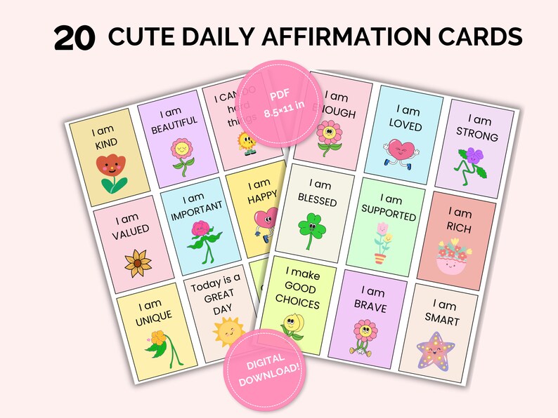 Printable Positive Affirmation Cards for Kids to Build Self Esteem ...