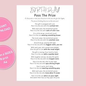 Pass the Prize Birthday Game, Pass the Gift Birthday Party Game, Teen ...