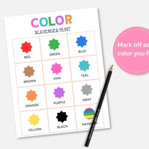 Color Scavenger Hunt, Outdoor Scavenger Hunt for Kids Toddlers ...