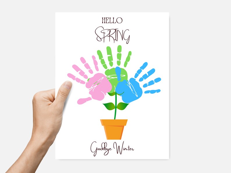 First Day of Spring Flower Handprint Art Crafts, Flowerpot Handprint ...