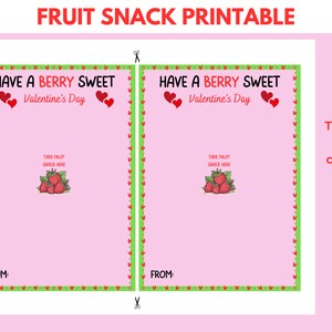 Fruit Snack Valentine's Day Printable | Valentine's Day Snack Card ...
