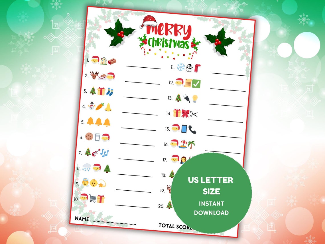 Christmas Emoji Pictionary Game Printable, Kids Teens Emoji Pictionary ...