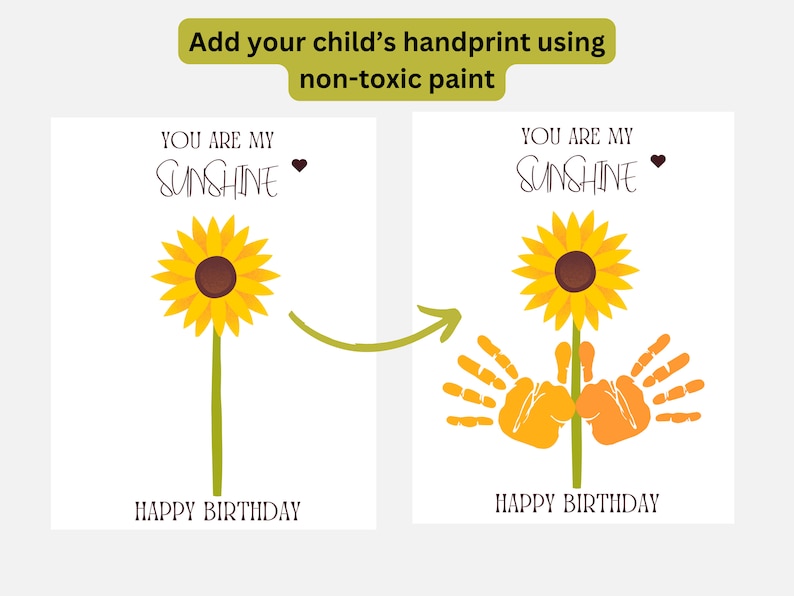 Happy Birthday Handprint Art, Custom Birthday Gift, Sunflower Hand ...