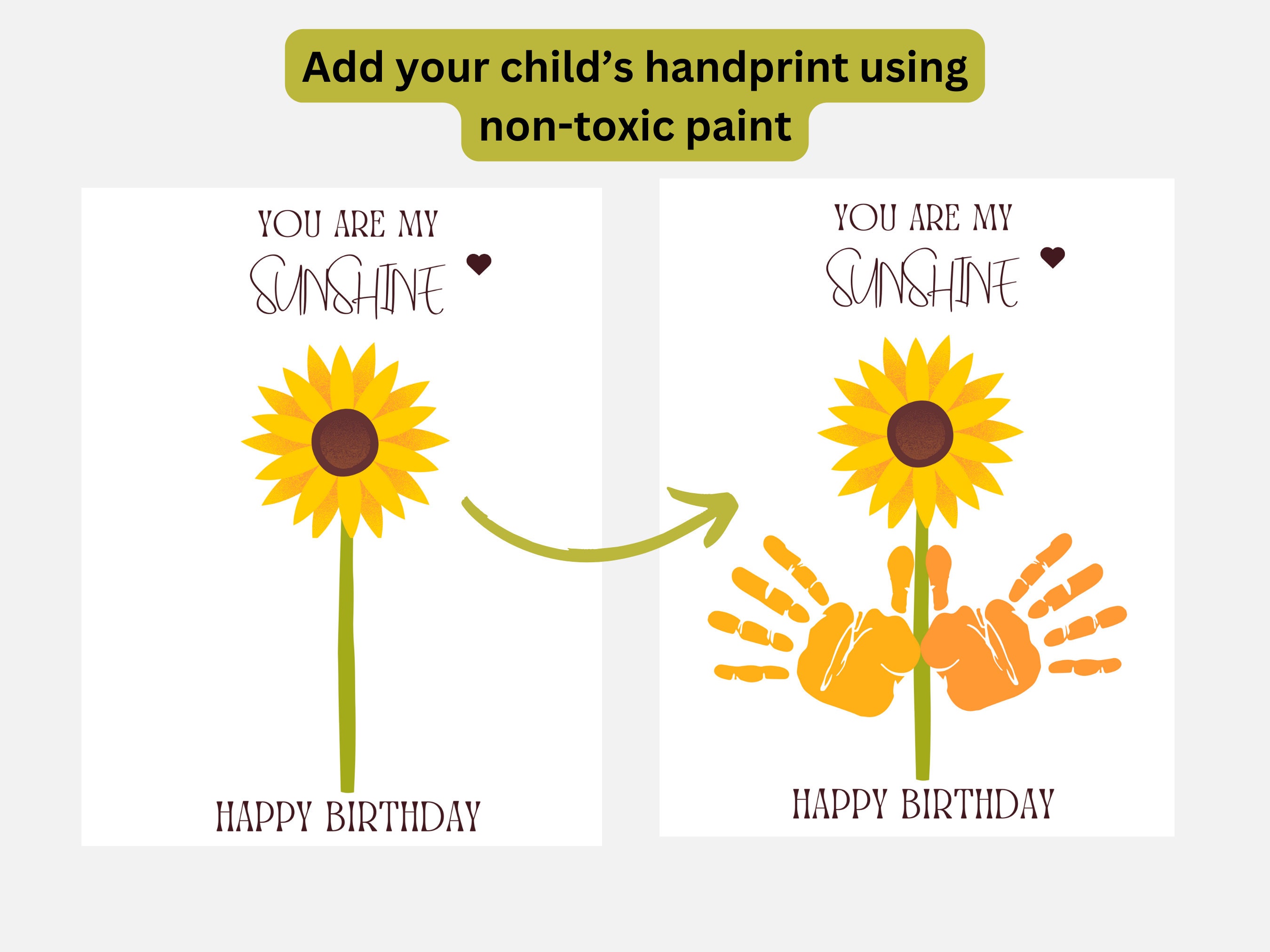 Happy Birthday Handprint Art, Custom Birthday Gift, Sunflower Hand ...