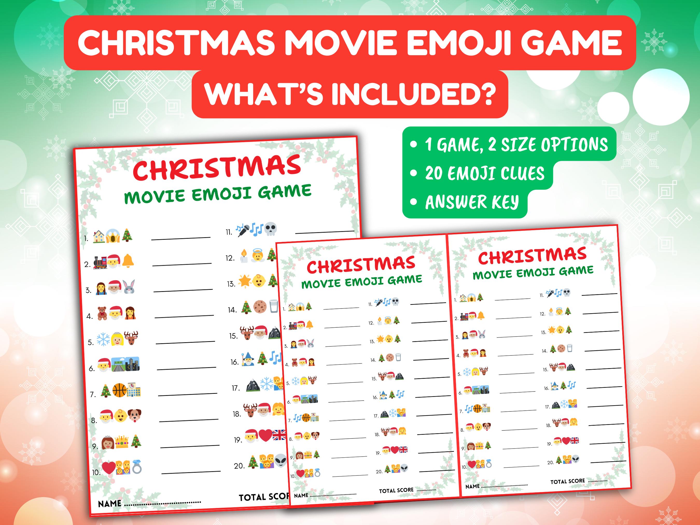 Christmas Movie Emoji Pictionary Game Printable Xmas Movie Guessing ...
