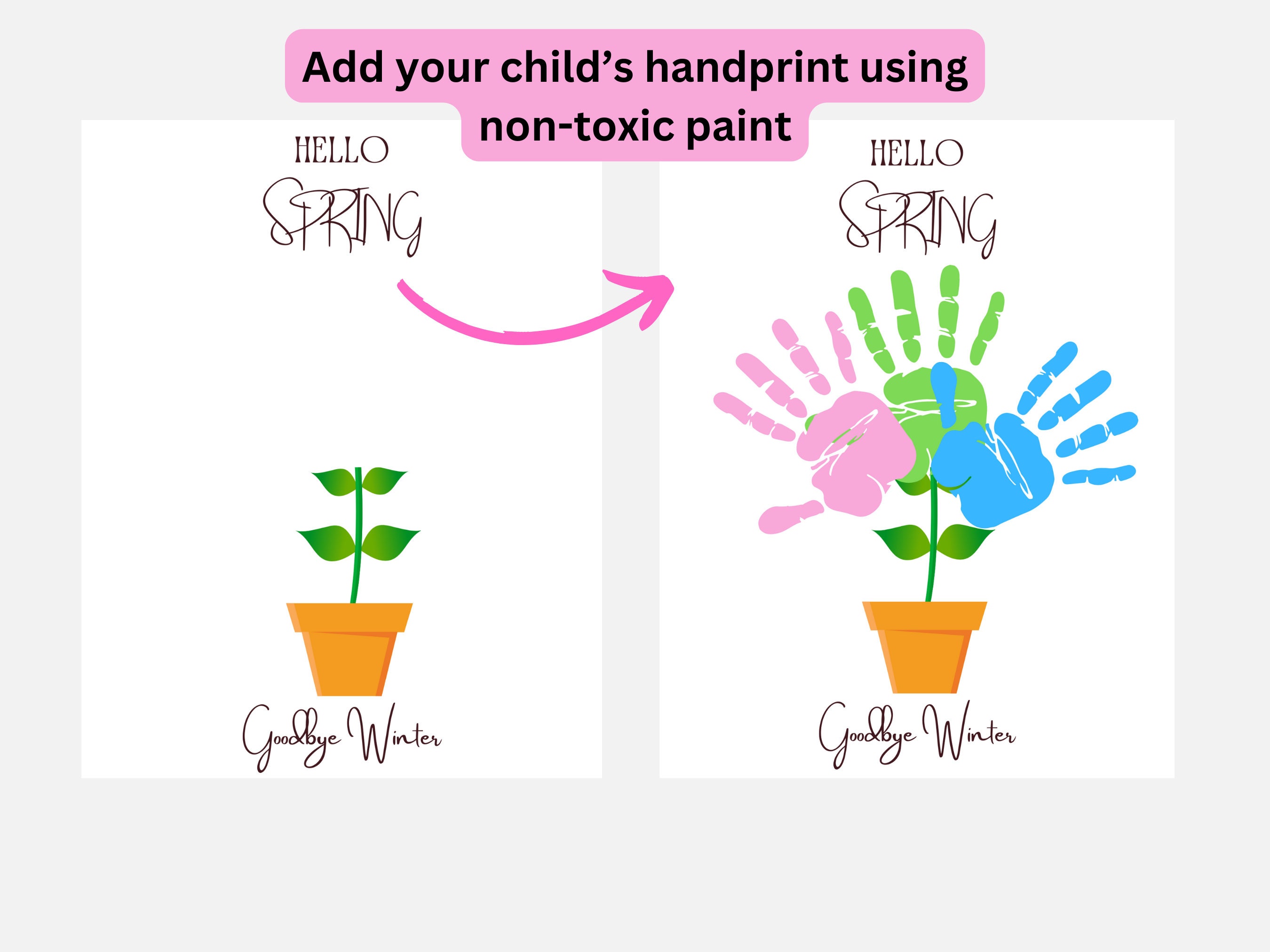 First Day of Spring Flower Handprint Art Crafts, Flowerpot Handprint ...