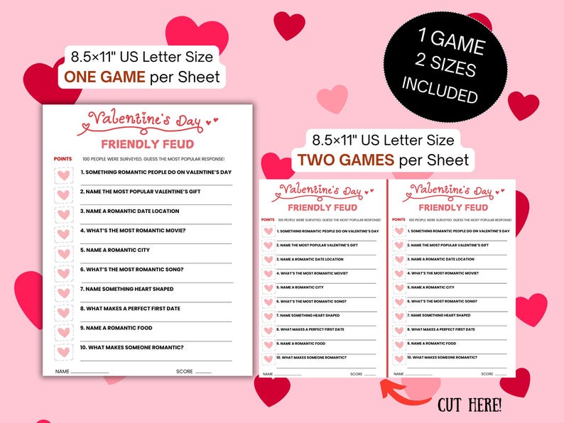 Valentines Day Family Feud Valentines Day Friendly Feud, Galentines ...