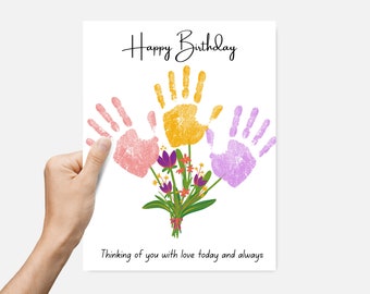 Happy Birthday Handprint Art, Custom Birthday Gift, Handprint Keepsake ...