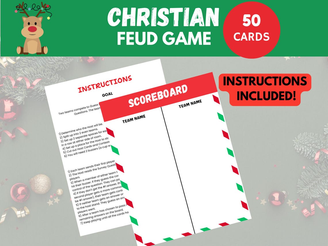 Christmas Family Feud Game, Christmas Friendly Feud Party Game, Adult ...
