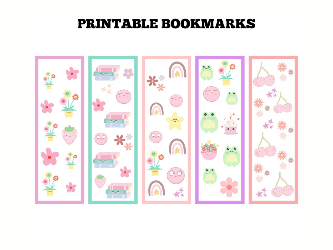 Printable Bookmarks, Kawaii Bookmarks, Pastel Colors, Cute Bookmarks ...
