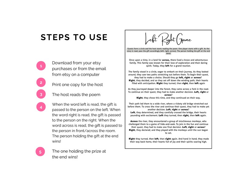 Left Right Game, Right Left Game, Pass the Gift, Family Reunion Games ...