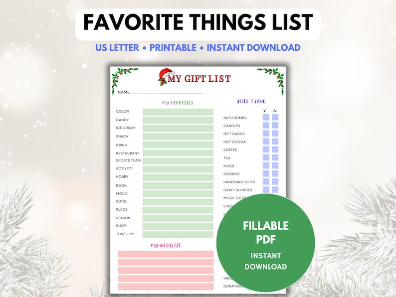 Favorite Things List for Christmas, Teacher Favorite Things ...
