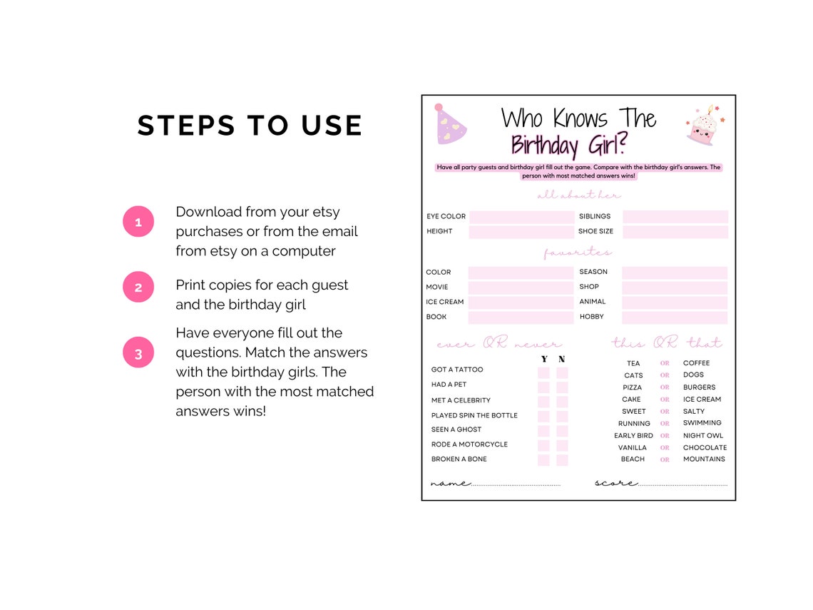 Who Knows the Birthday Girl Best How Well Do You Know the Birthday Girl ...