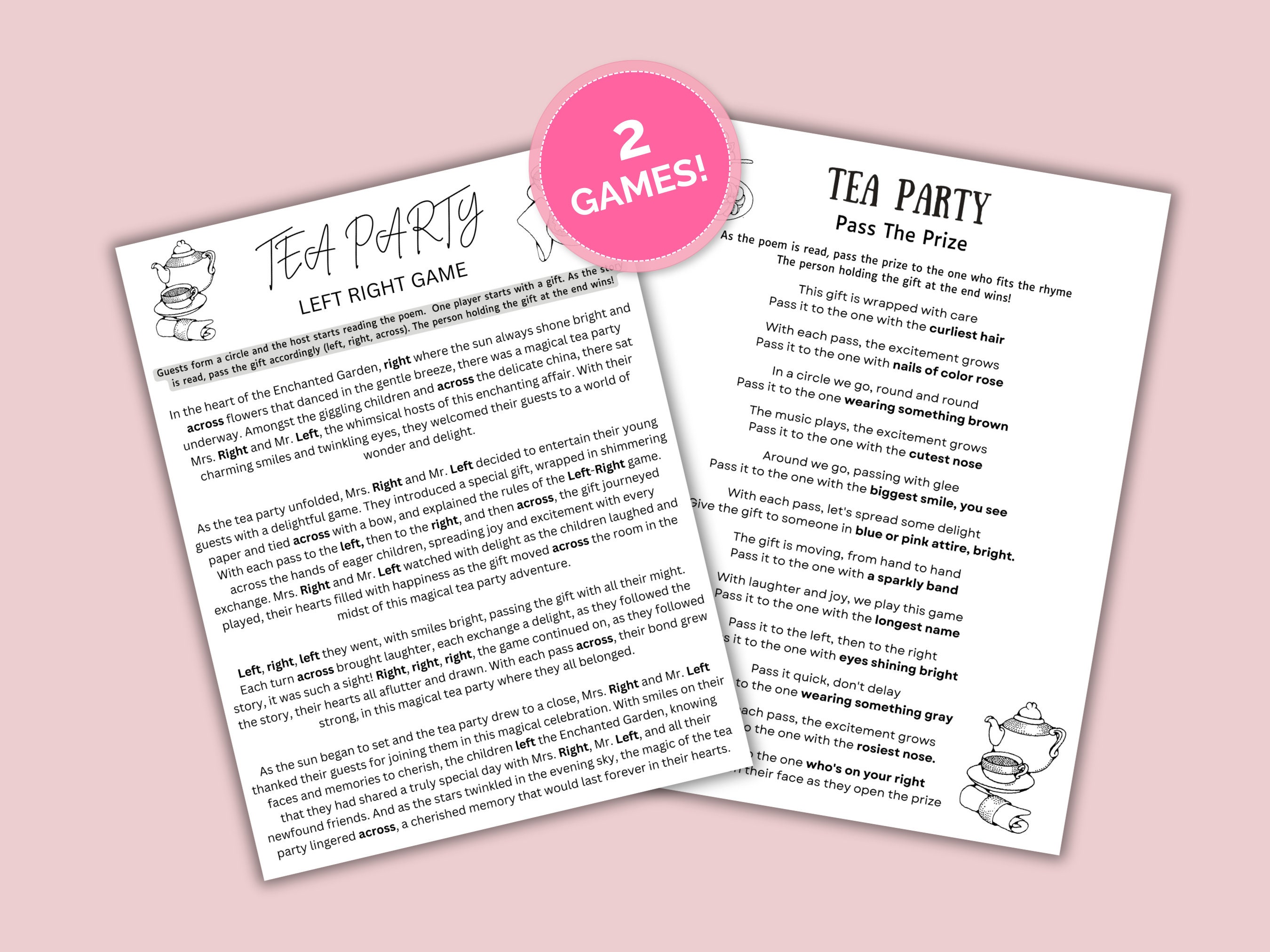 Tea Party Games, Tea Party Left Right Game, Pass the Prize Game, Teen ...