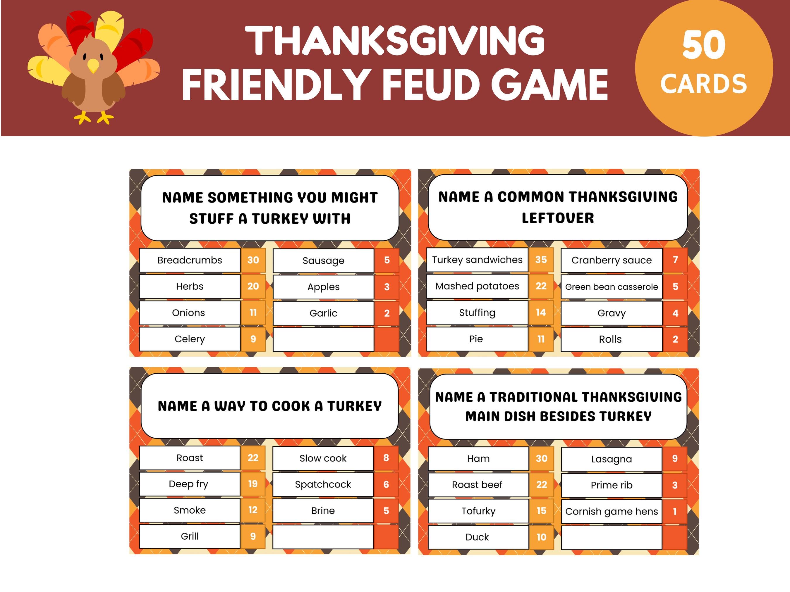 Thanksgiving Friendly Feud | Printable Thanksgiving Game | Fall ...