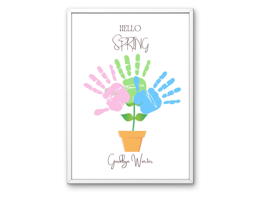 First Day of Spring Flower Handprint Art Crafts, Flowerpot Handprint ...