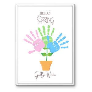 First Day of Spring Flower Handprint Art Crafts, Flowerpot Handprint ...