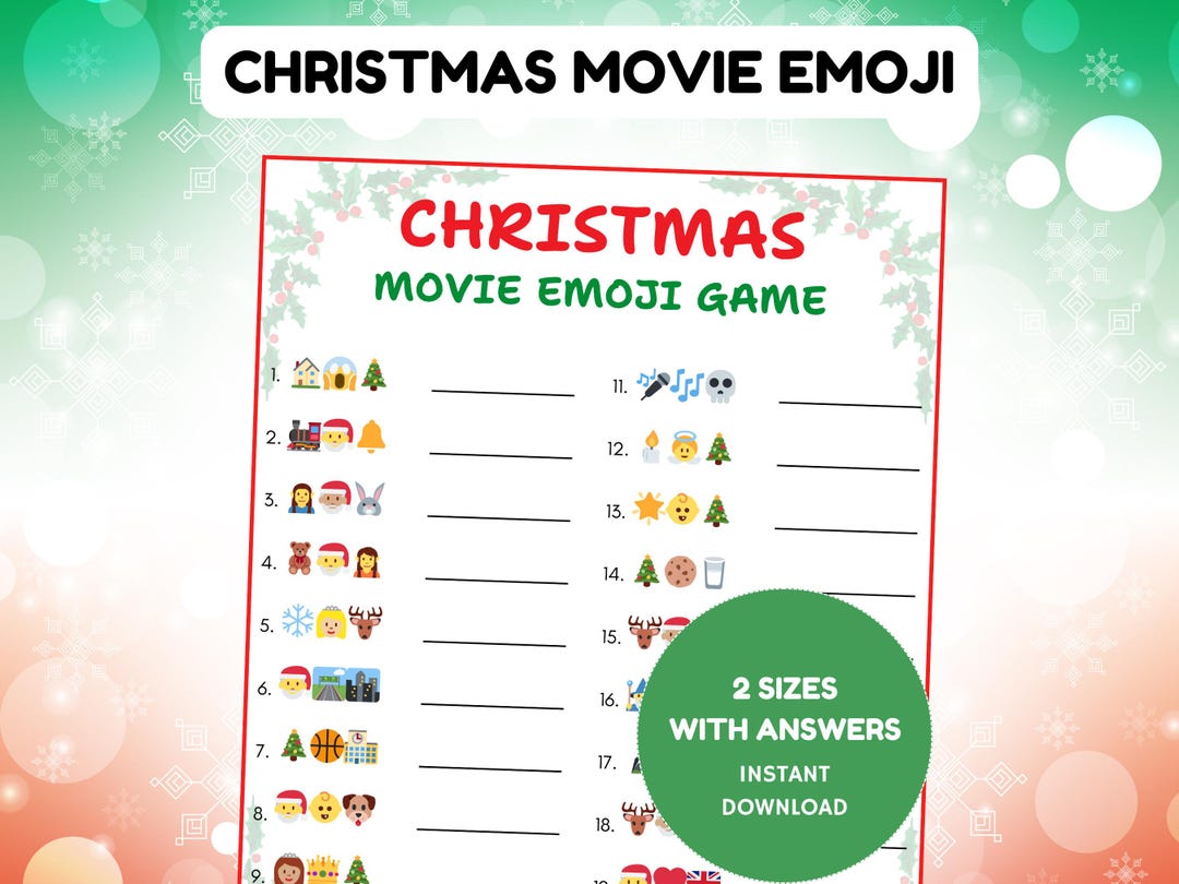 Christmas Movie Emoji Pictionary Game Printable Xmas Movie Guessing ...