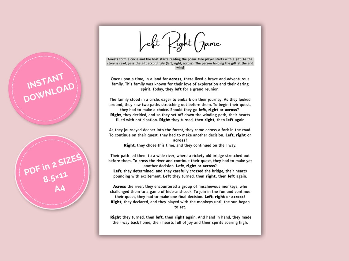 Left Right Game, Right Left Game, Pass the Gift, Family Reunion Games ...