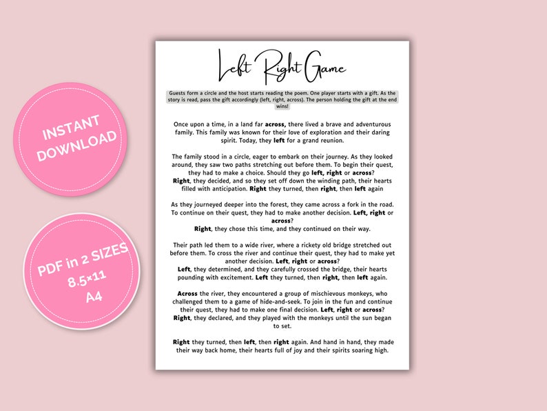 Left Right Game, Right Left Game, Pass the Gift, Family Reunion Games ...