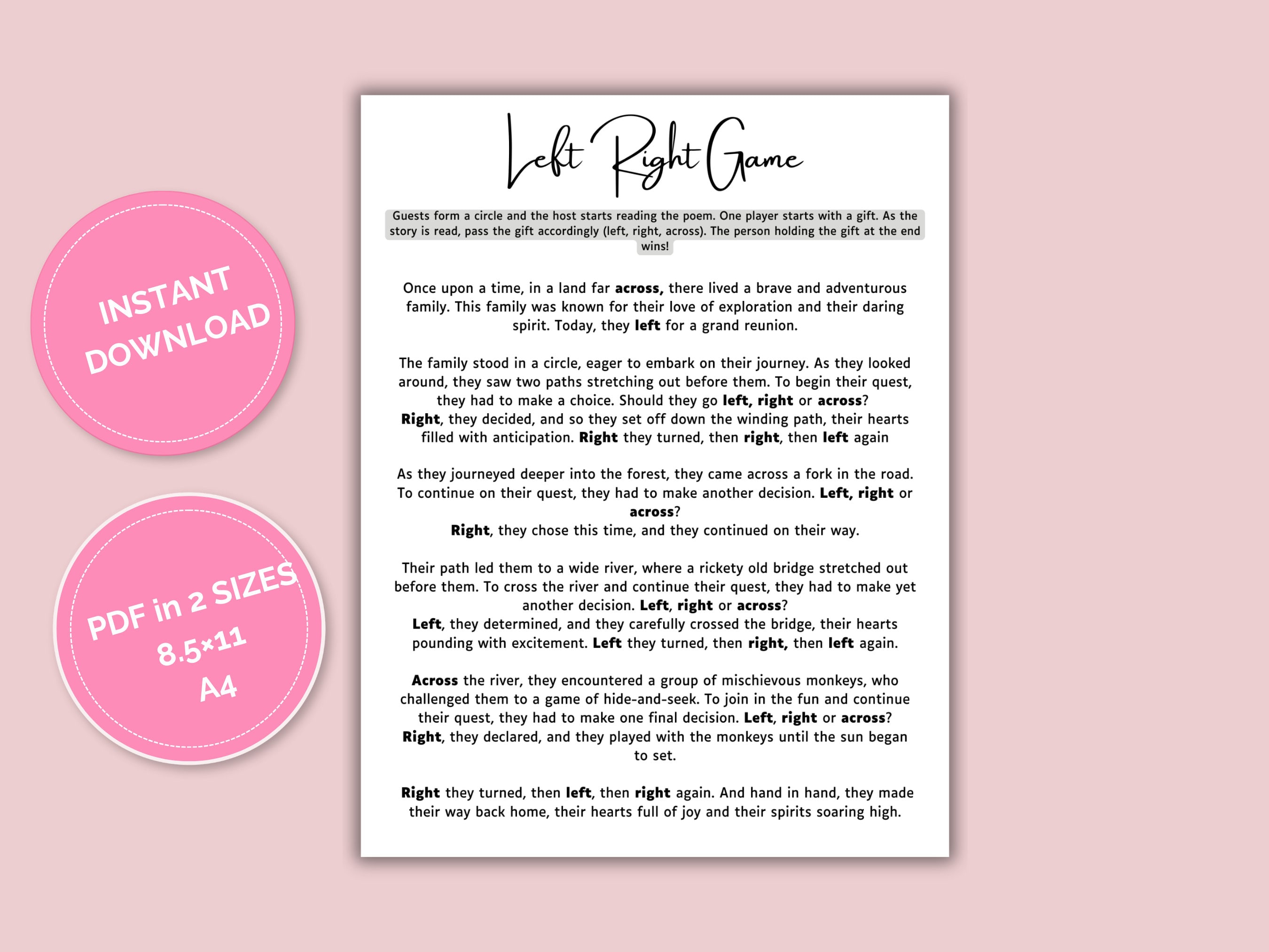 Left Right Game, Right Left Game, Pass the Gift, Family Reunion Games ...