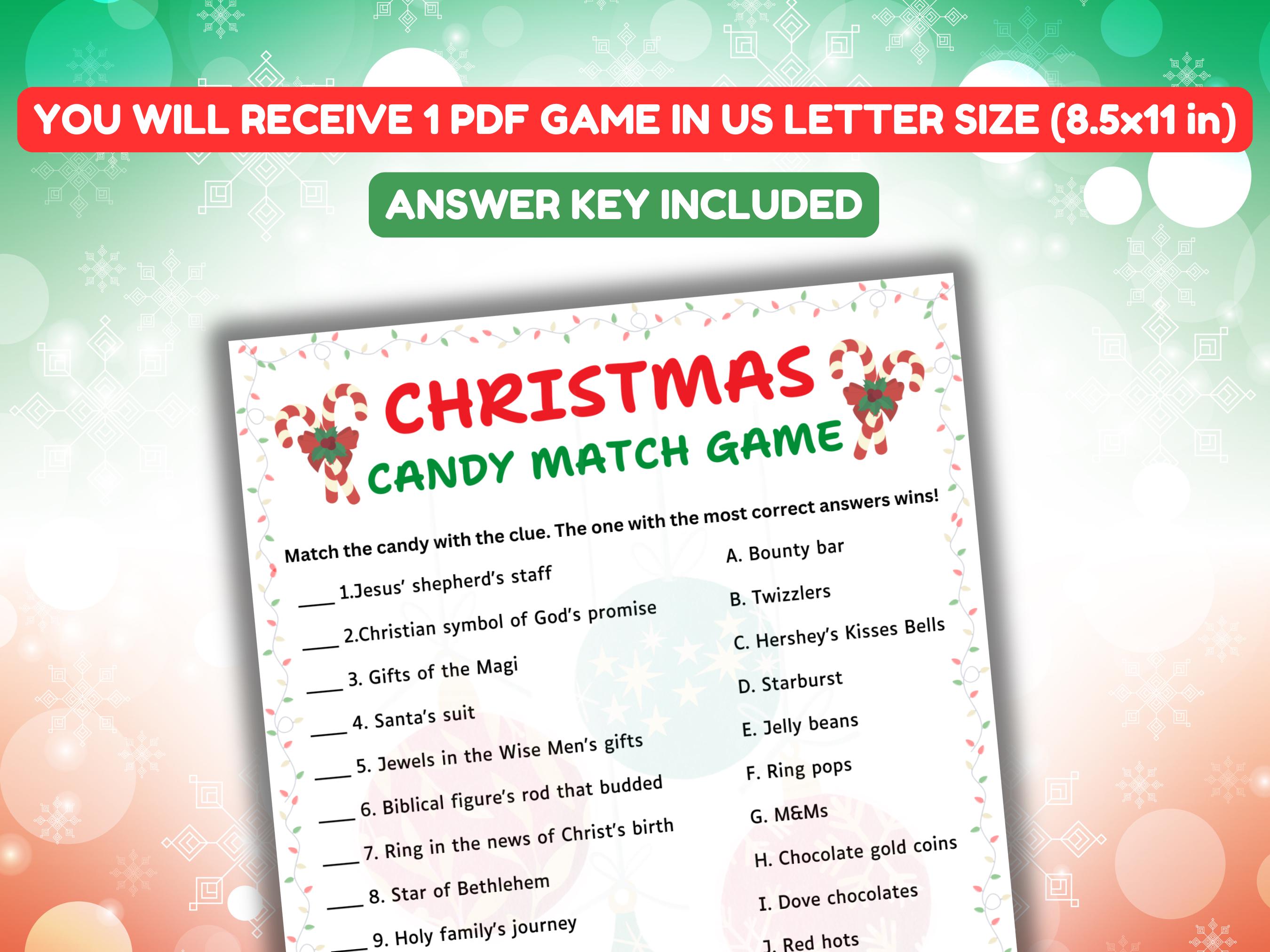 Christian Christmas Candy Game, Bible Christmas Candy Match Kids, Xmas ...