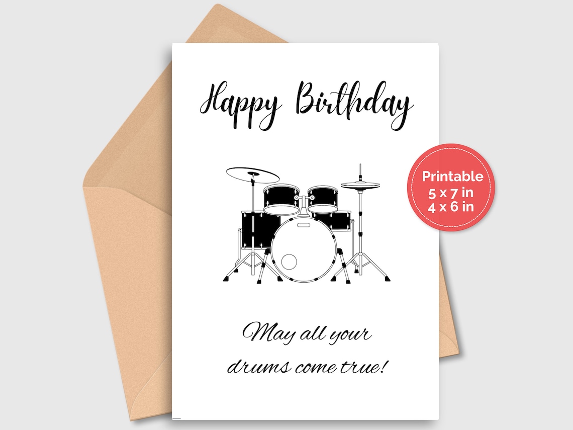 Drum Birthday Card | May All Your Drums Come True | Funny Birthday Card ...