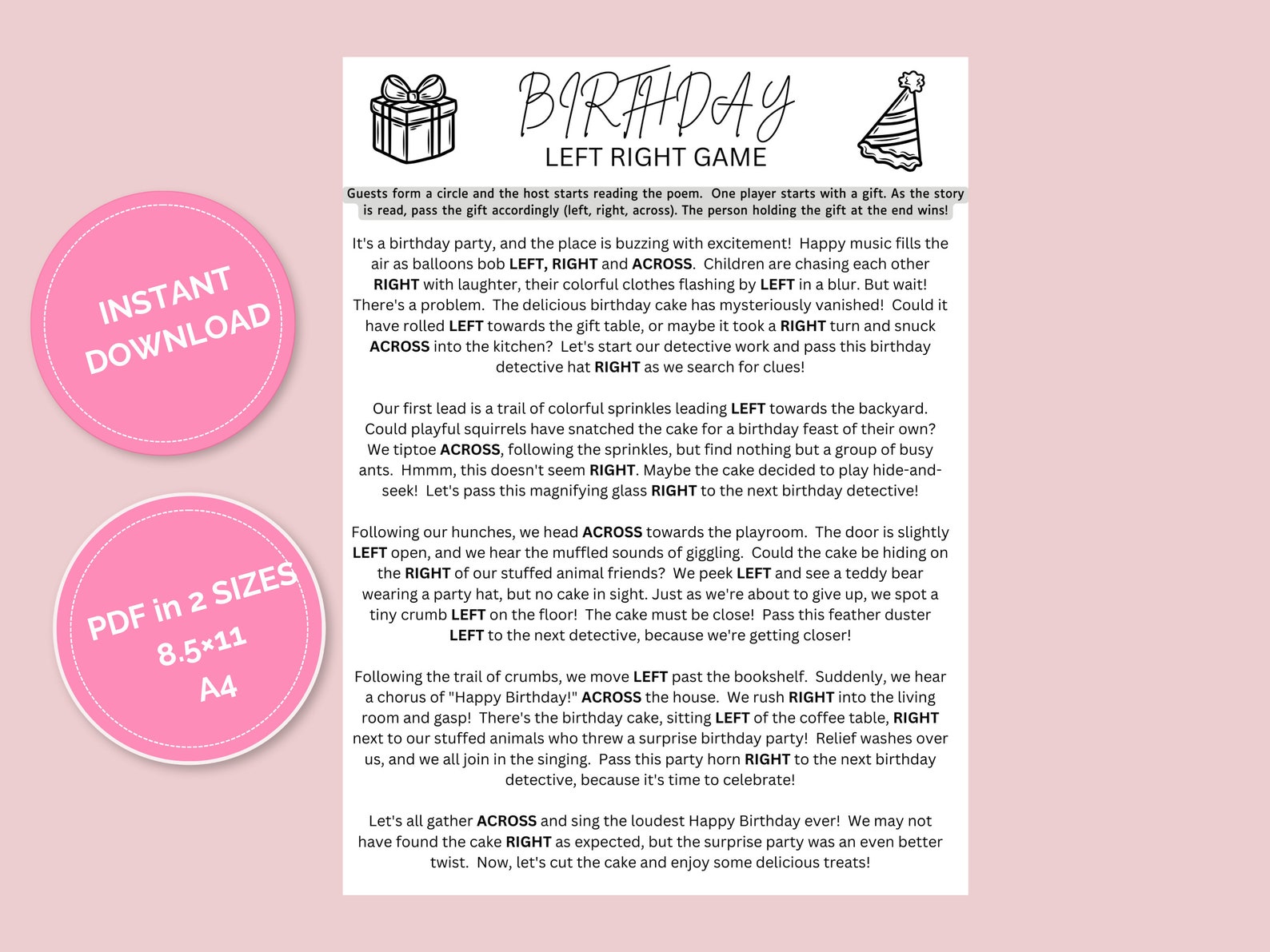 Left Right Birthday Game, Right Left Game, Left Right Story, Pass the ...