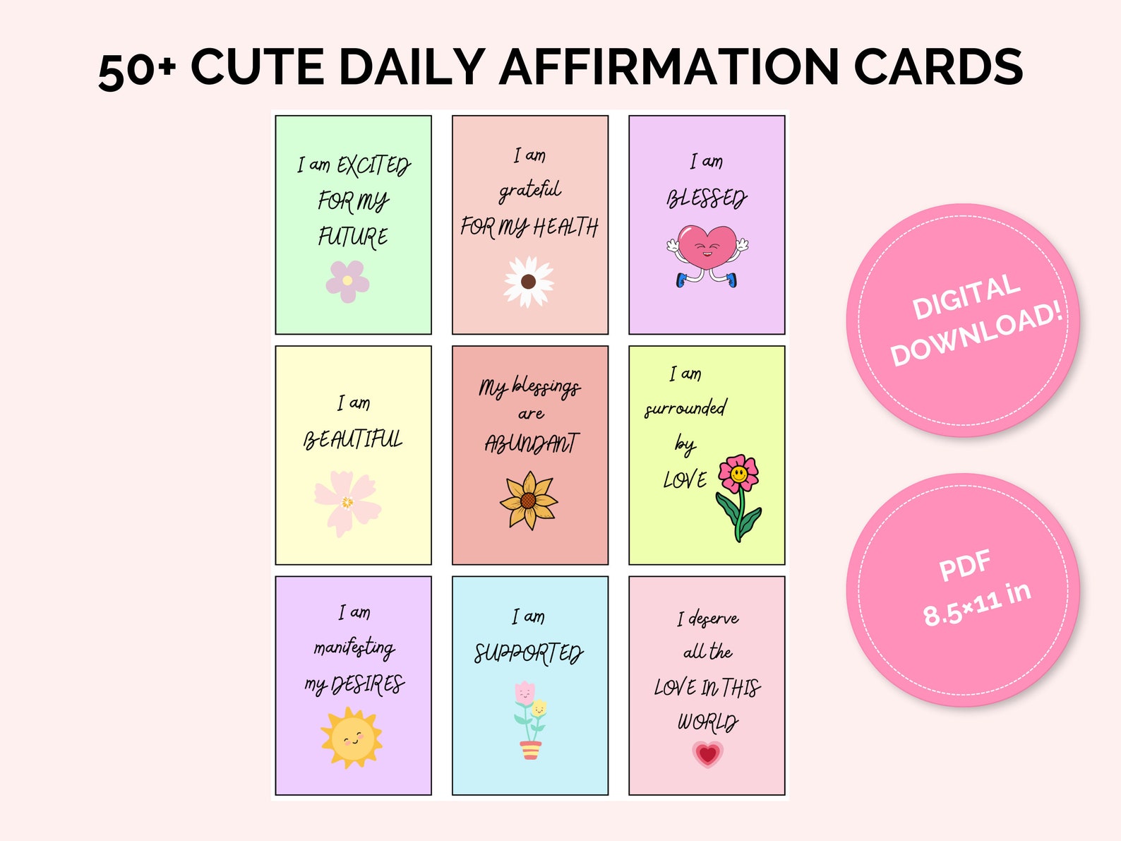 Lunch Box Notes for Adults, I AM Affirmations, Gratitude Cards for ...