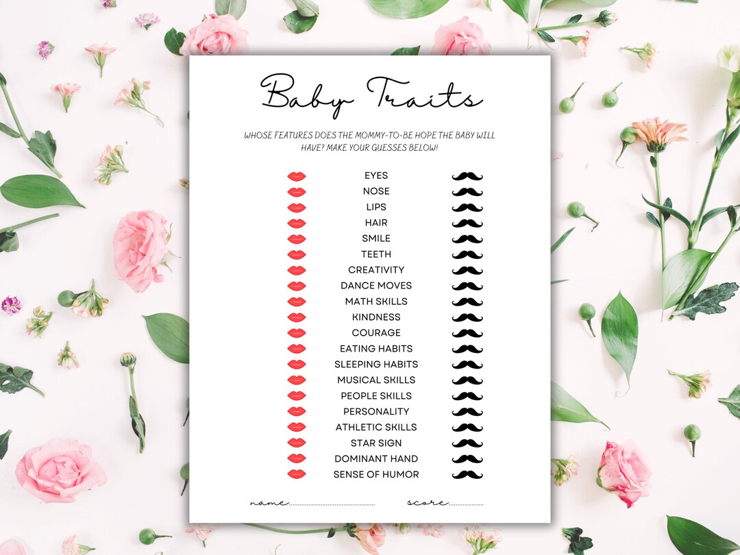 Baby Traits Game Baby Shower Game Printable Baby Shower Mommy or Daddy ...