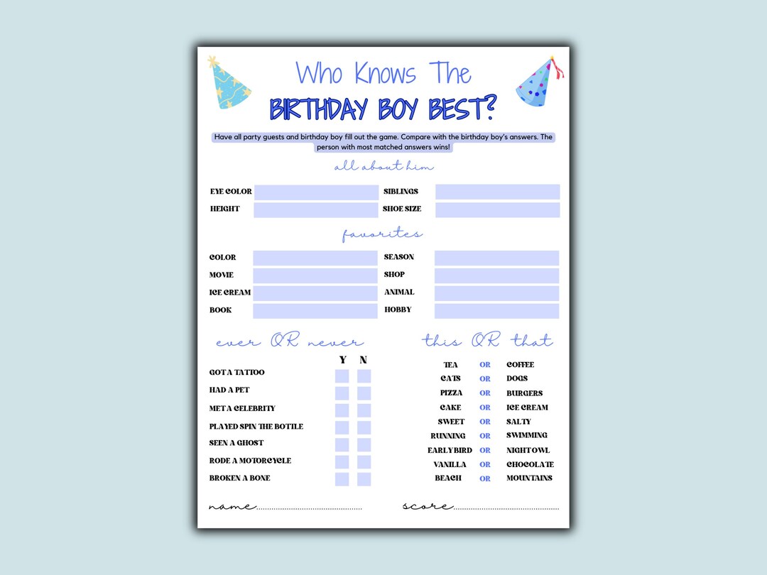 Who Knows the Birthday Boy Best, How Well Do You Know the Birthday Boy ...