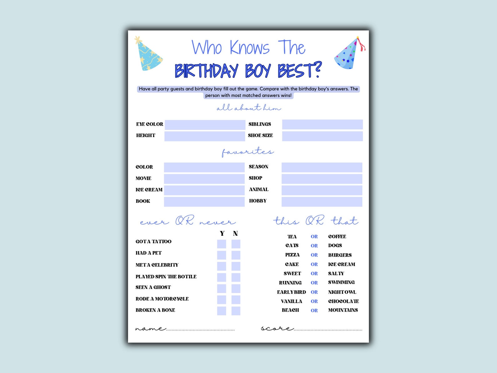 Who Knows the Birthday Boy Best, How Well Do You Know the Birthday Boy ...