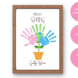 First Day of Spring Flower Handprint Art Crafts, Flowerpot Handprint ...